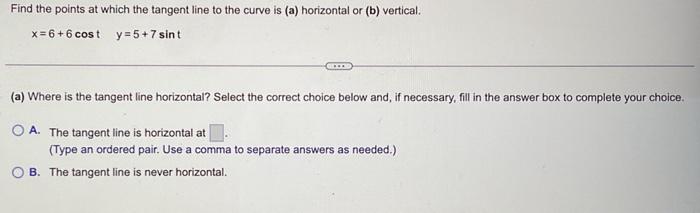 Solved find the points at which the tangent line to the | Chegg.com