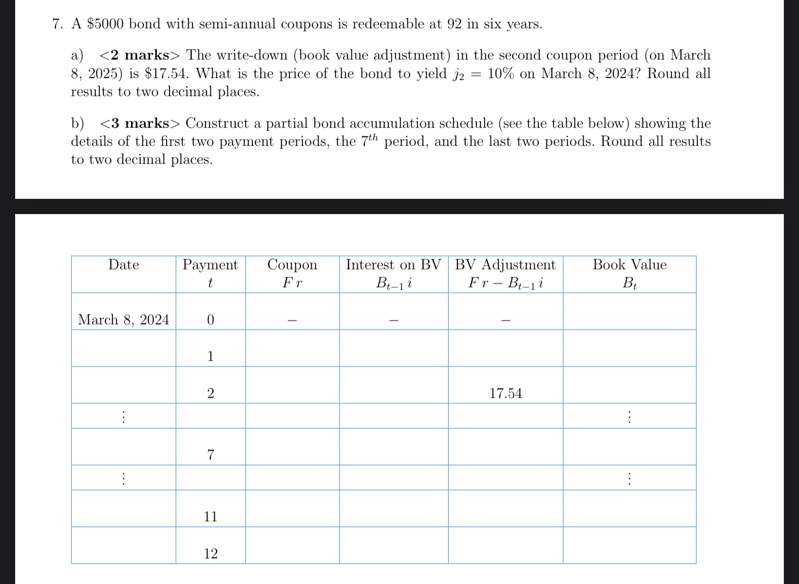 Solved A $5000 ﻿bond with semi-annual coupons is redeemable | Chegg.com