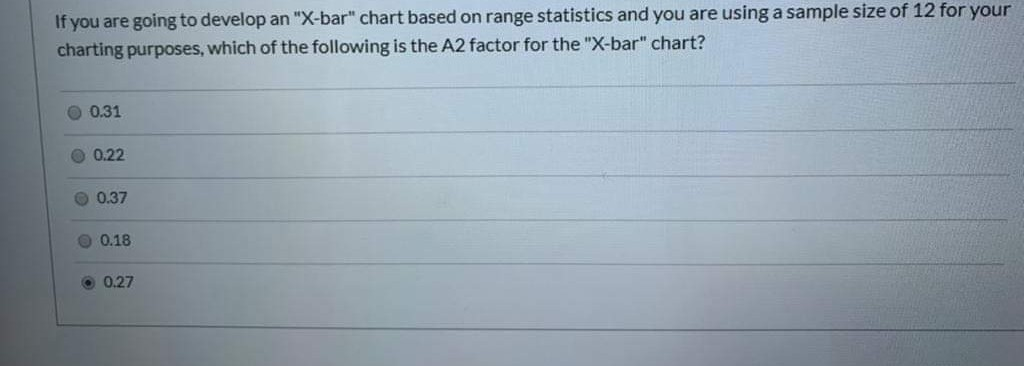 Solved If you are going to develop an "X-bar" chart based on | Chegg.com