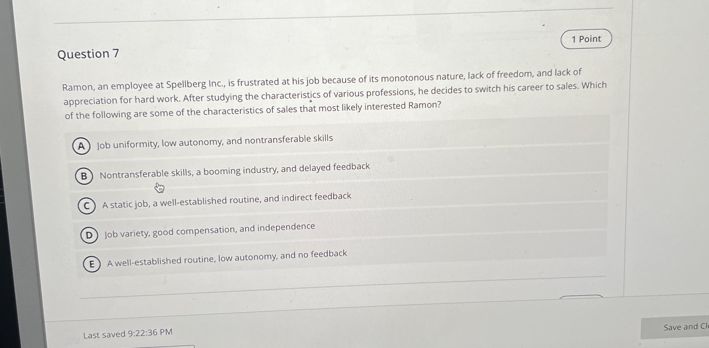Solved Question 71 ﻿PointRamon, an employee at Spellberg | Chegg.com