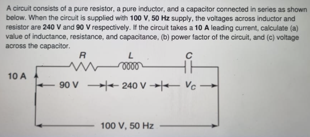 Solved A circuit consists of a pure resistor, a pure | Chegg.com