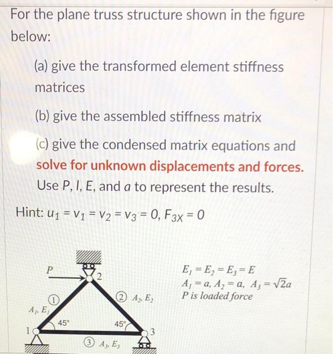 Solved For the plane truss structure shown in the figure | Chegg.com