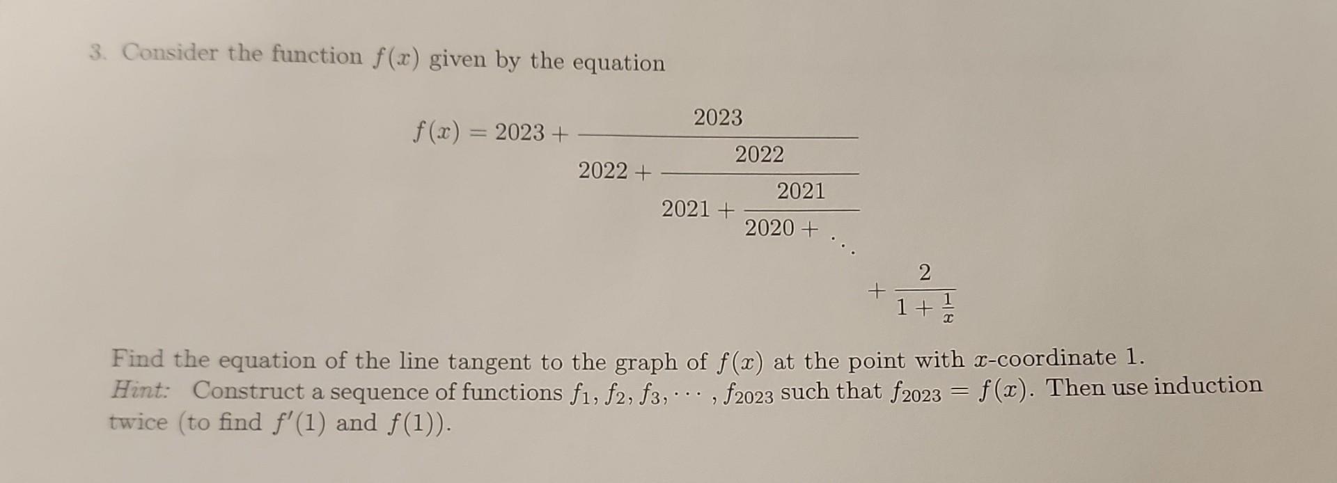 Solved 3. Consider the function f(x) given by the equation | Chegg.com