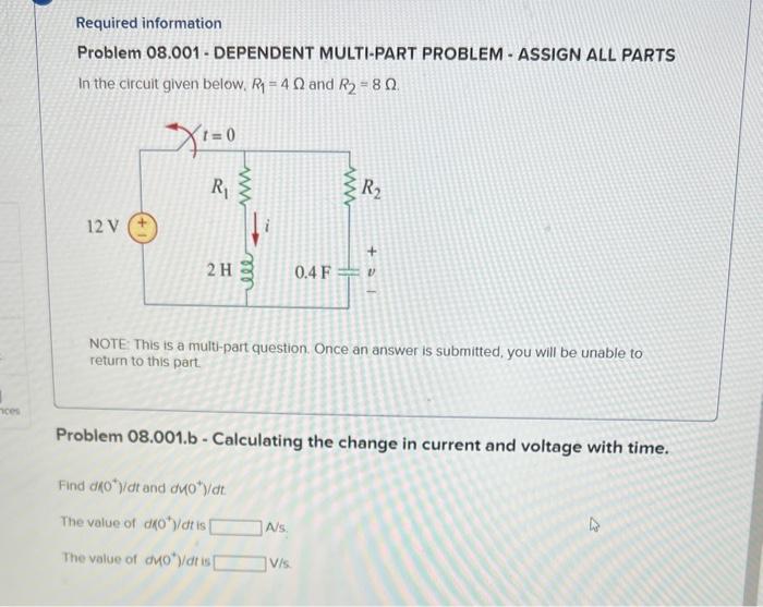 Solved Required information Problem 08.001 - DEPENDENT | Chegg.com