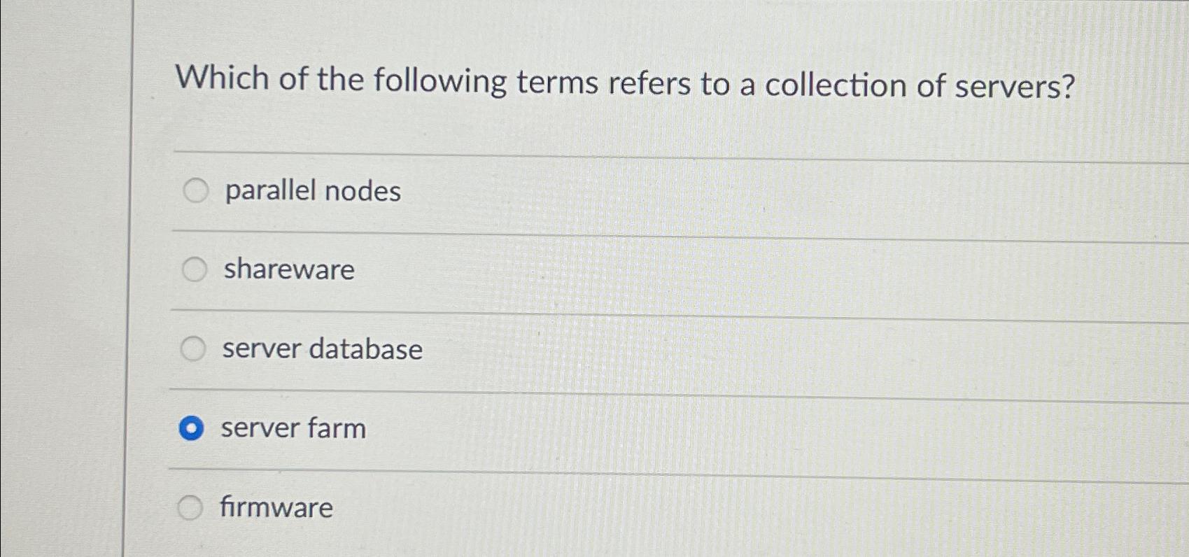 Solved Which of the following terms refers to a collection | Chegg.com