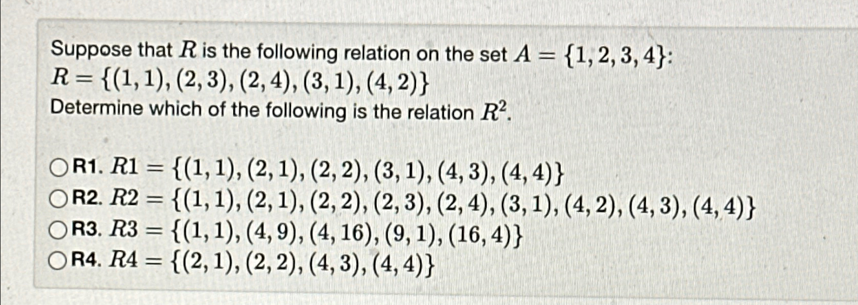 Solved Suppose that R ﻿is the following relation on the set | Chegg.com