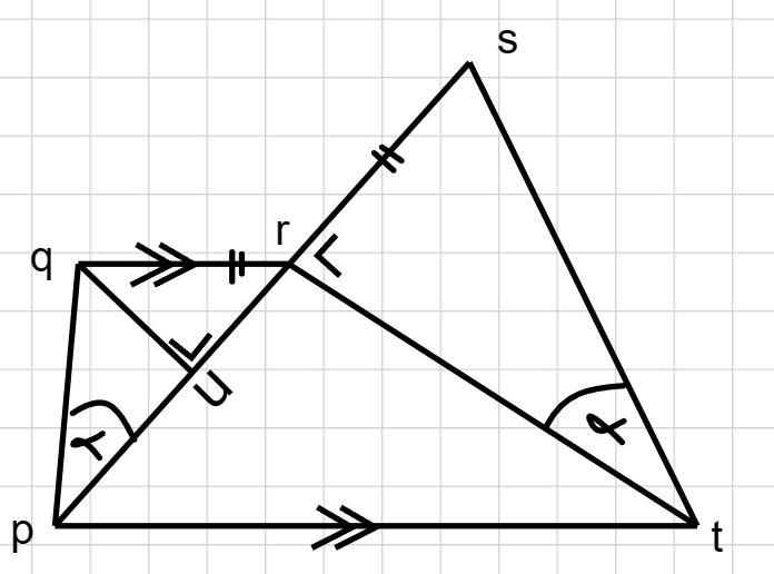 Solved given : qr // pt qr = rs pr = rt the point p,r,s are | Chegg.com
