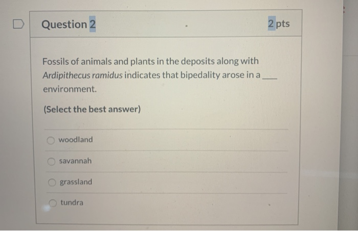 Solved Question 2 2 pts Fossils of animals and plants in the | Chegg.com