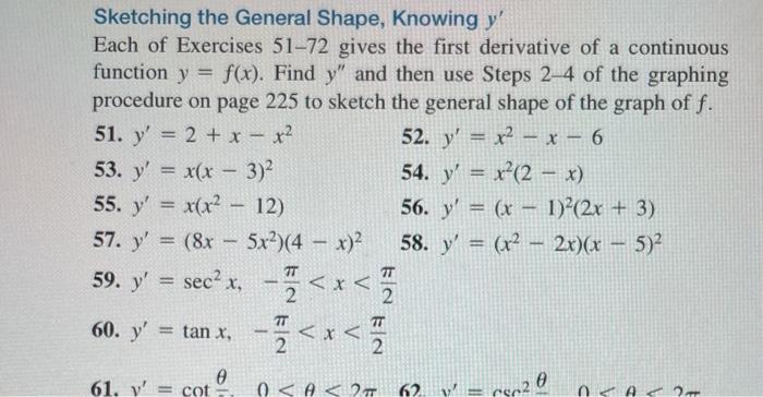 Solved Sketching the General Shape, Knowing y′ Each of | Chegg.com