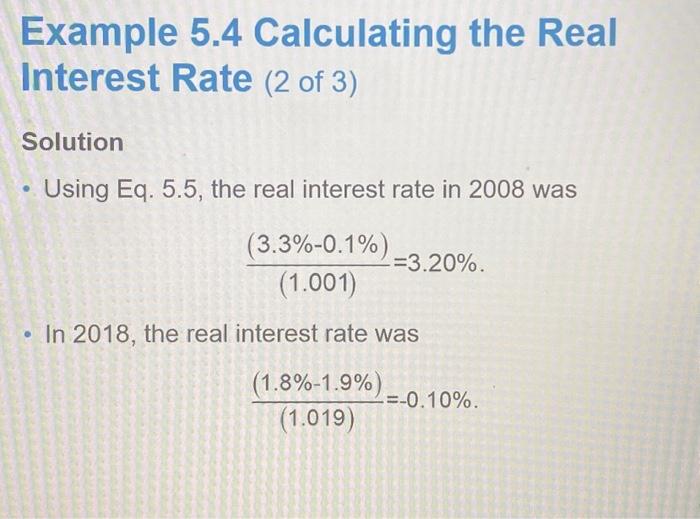 Solved Example 5.4 Calculating the Real Interest Rate (1 of | Chegg.com