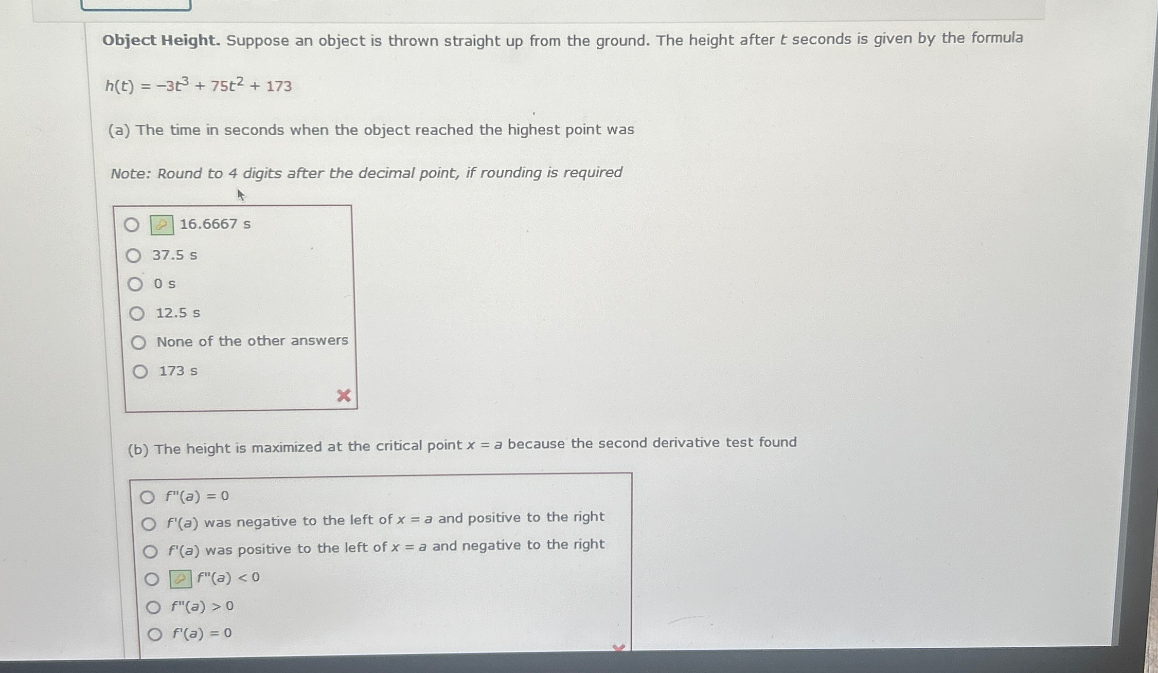 Solved Object Height. Suppose an object is thrown straight | Chegg.com