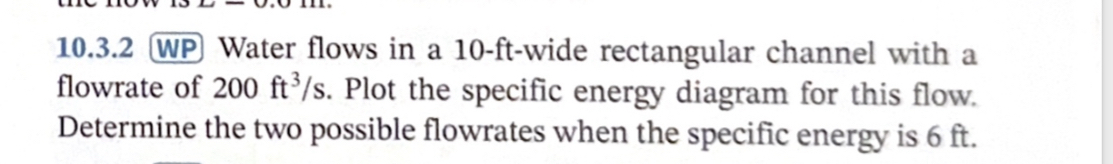 Solved 10.3.2 ﻿WP Water flows in a 10-ft-wide rectangular | Chegg.com