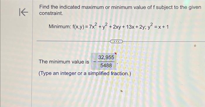 Solved Find the indicated maximum or minimum value of f | Chegg.com