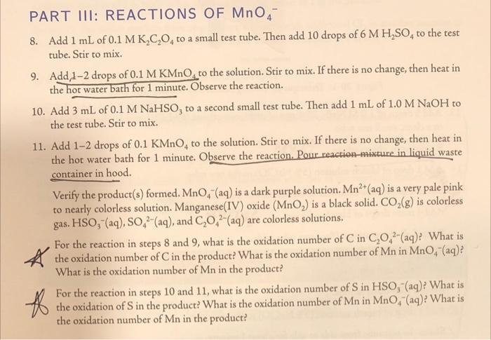 Solved PART I: REACTIONS OF METALS WITH HCI 1. Add a small | Chegg.com
