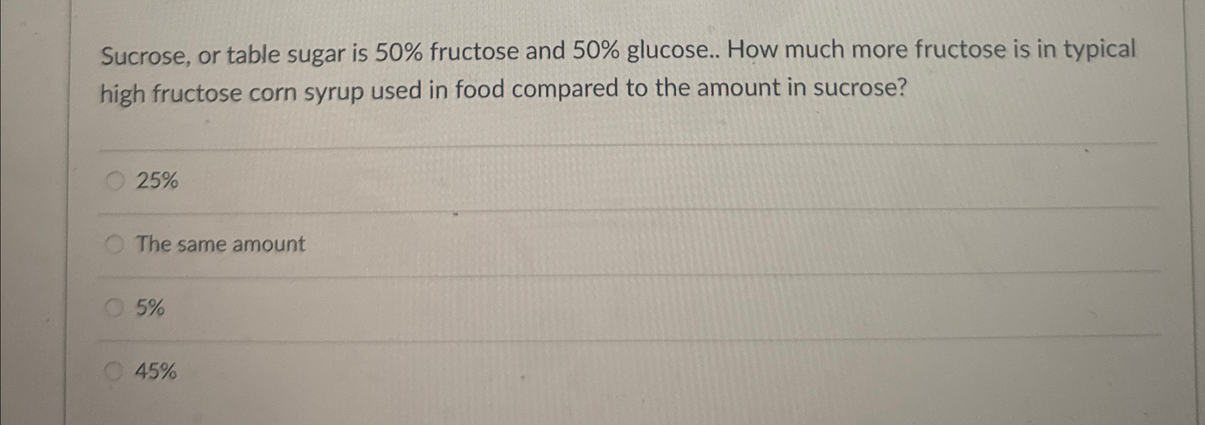 Solved Sucrose, or table sugar is 50% ﻿fructose and 50% | Chegg.com