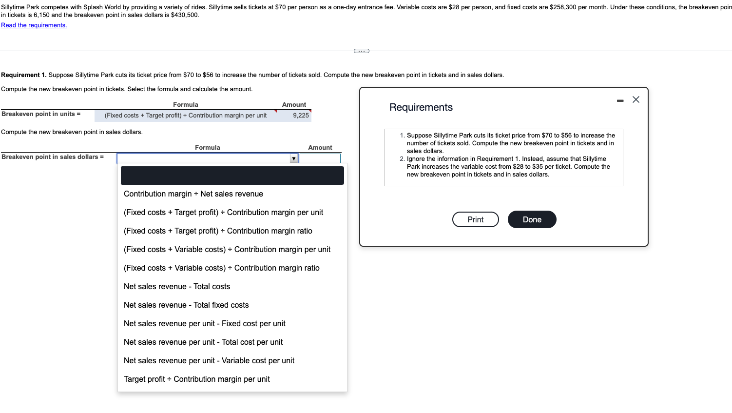 Solved in tickets is 6,150 ﻿and the breakeven point in sales | Chegg.com
