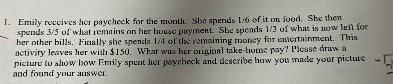 Solved Emily receives her paycheck for the month. She spends | Chegg.com