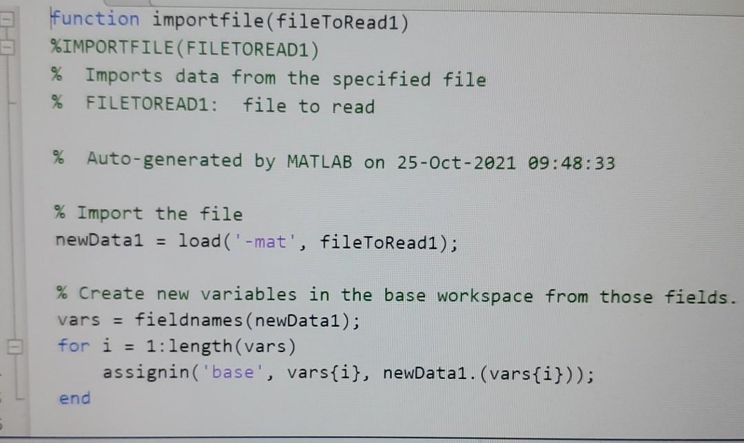 Load the data file: MidTermData.me into Matlab, it | Chegg.com
