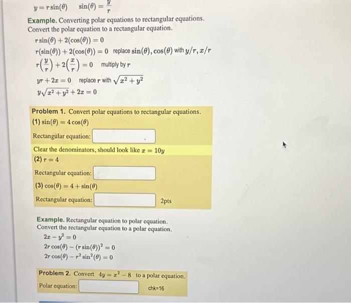 Solved Convert between rectangular and polar equati r² = x² | Chegg.com