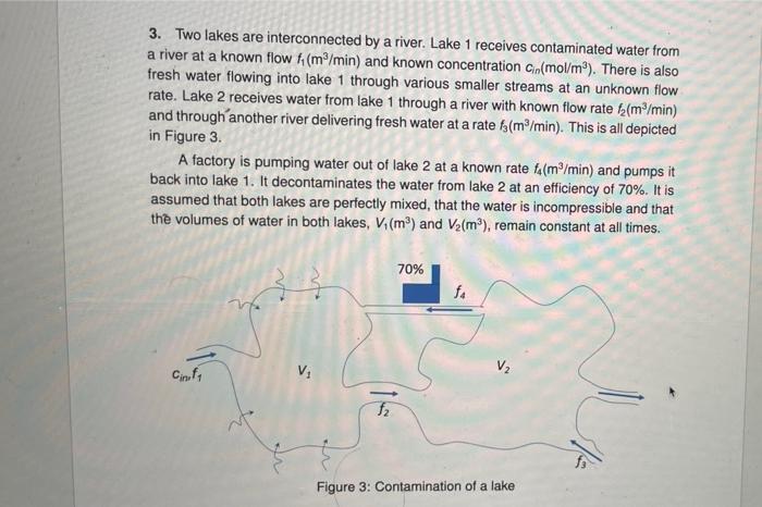 Solved 3. Two lakes are interconnected by a river. Lake 1 | Chegg.com
