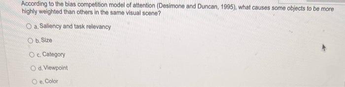 Solved According to the bias competition model of attention | Chegg.com