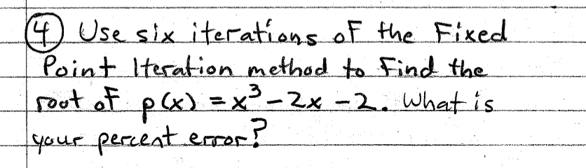 Solved (4) ﻿Use six iterations of the Fixed Point Iteration | Chegg.com