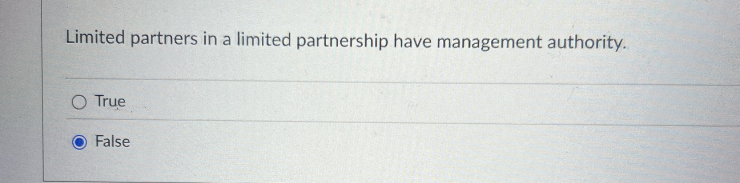 Solved Limited partners in a limited partnership have | Chegg.com
