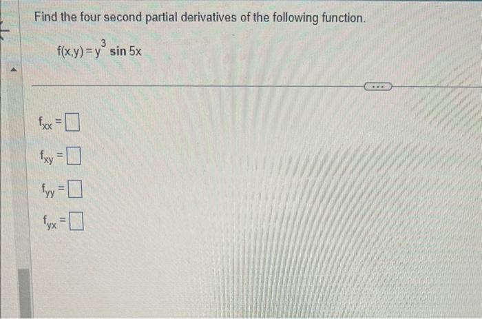 Solved Find the four second partial derivatives of the | Chegg.com