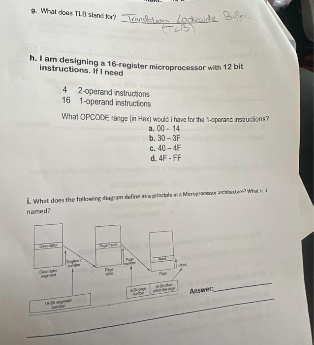 Solved g. What does TLB stand for? Trenslation Lodkaside h. | Chegg.com
