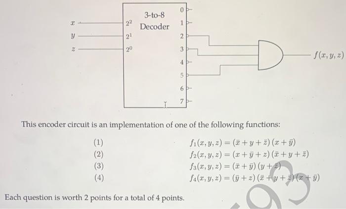 Solved 1 Implementing Boolean Functions with a Decoder | Chegg.com