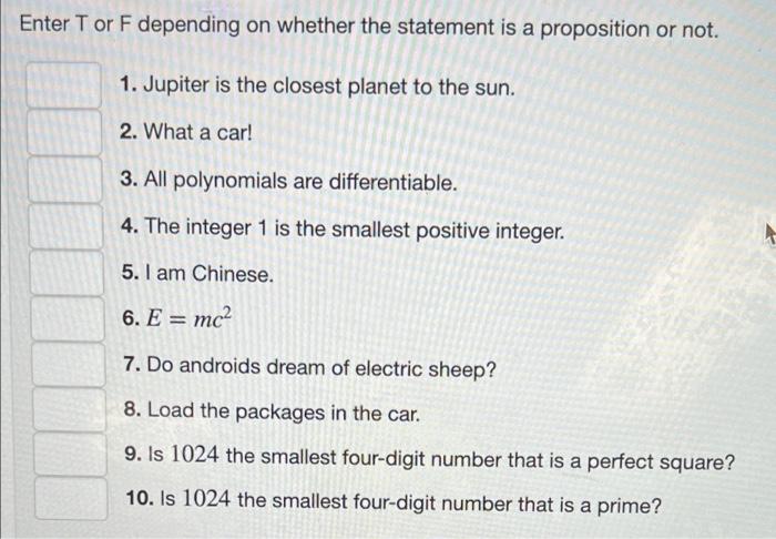 Solved Enter Tor F depending on whether the statement is a | Chegg.com