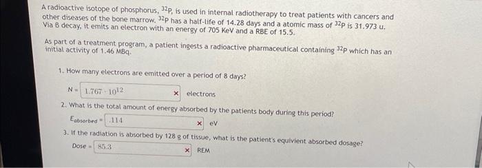 Solved radioactive isotope of phosphorus, 32P, is used in | Chegg.com