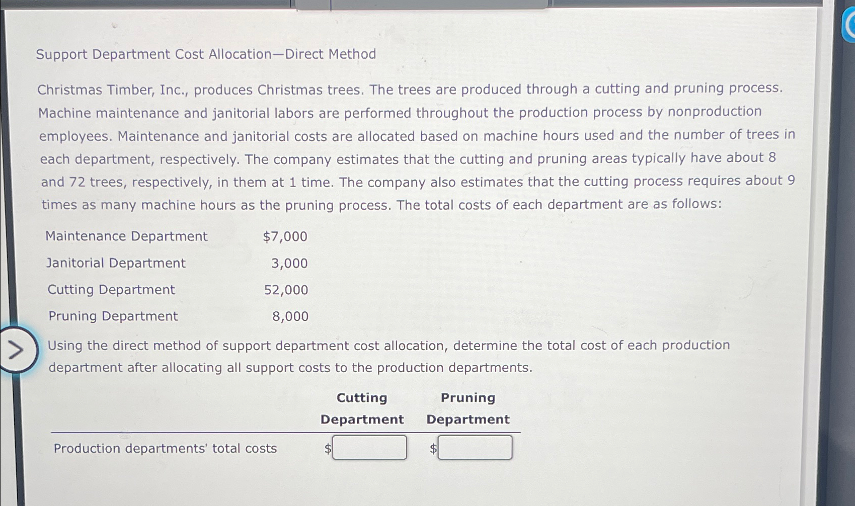 Solved Support Department Cost Allocation Direct