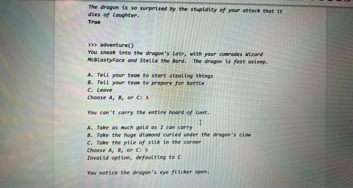 Solved Problem C. (10 points) Text Adventure Game Using the | Chegg.com