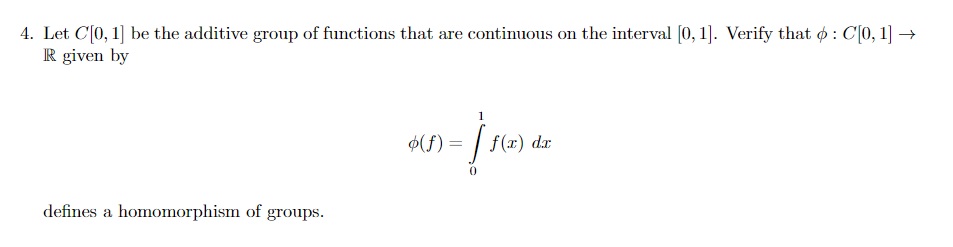 Solved Let C[0,1] ﻿be the additive group of functions that | Chegg.com
