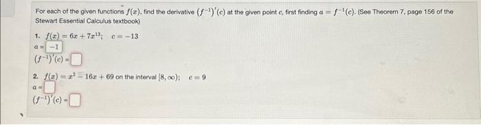 Solved For each of the given functions f(x), find the | Chegg.com