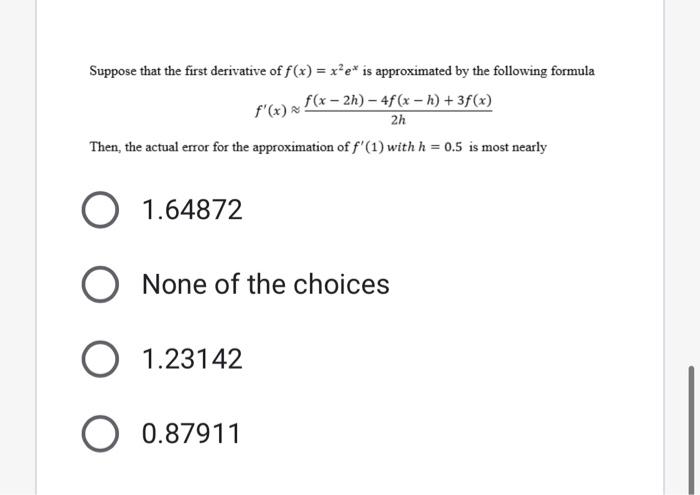 Solved Suppose that the first derivative of f(x)=x2ex is | Chegg.com