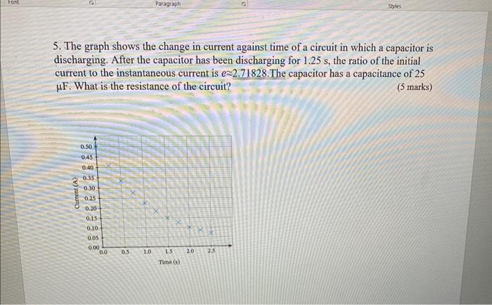 Solved 5. The graph shows the change in current against time | Chegg.com