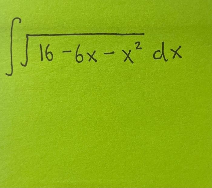 Solved How would I solve this integral by completeing the | Chegg.com