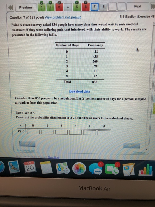 Solved Previous Next Question 7 of 8 (1 point) View problem | Chegg.com
