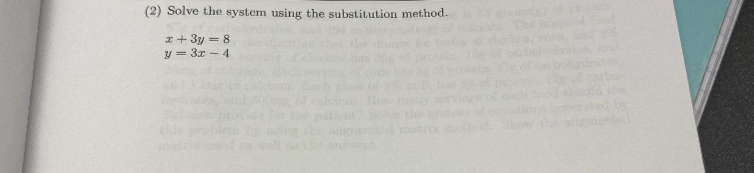Solved (2) ﻿Solve the system using the substitution | Chegg.com