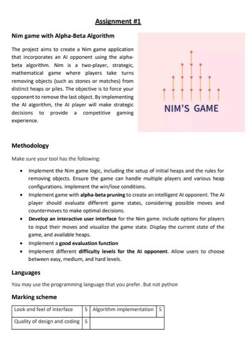 Solved i need in this project nim game user vs alpha beta | Chegg.com