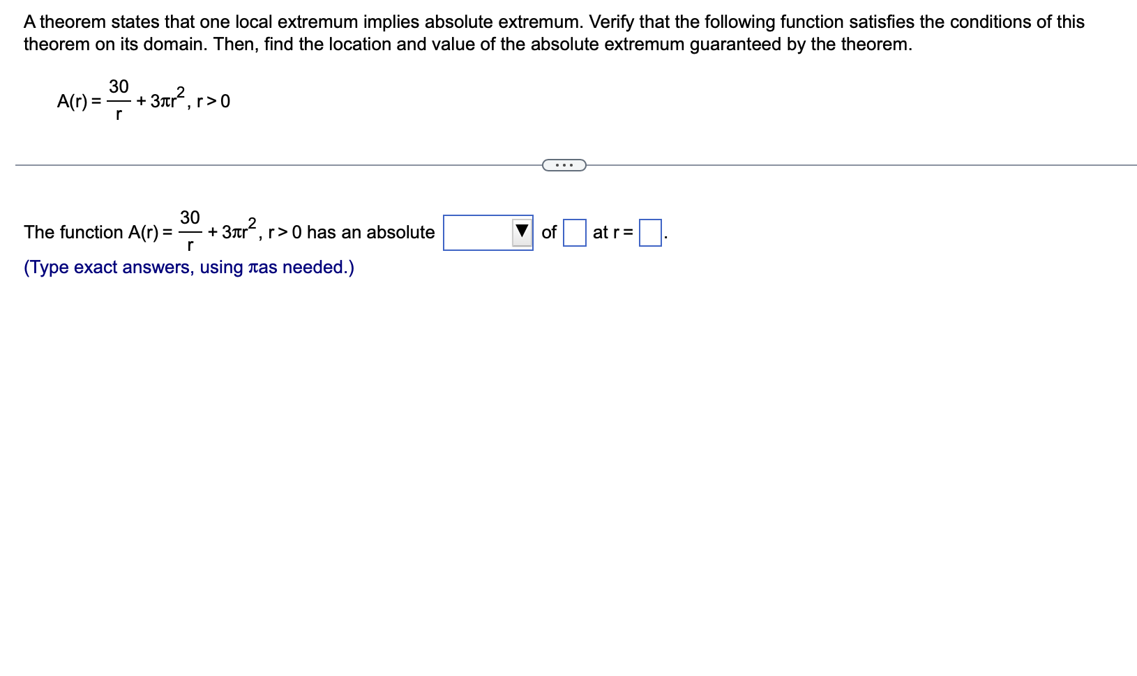 Solved A theorem states that one local extremum implies | Chegg.com