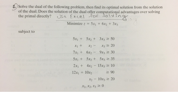 Solve the dual of the following problem, then find | Chegg.com