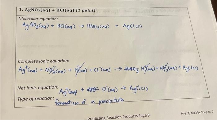 Solved Molecular equation: | Chegg.com