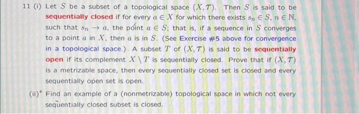 Solved 11 (i) Let S be a subset of a topological space | Chegg.com