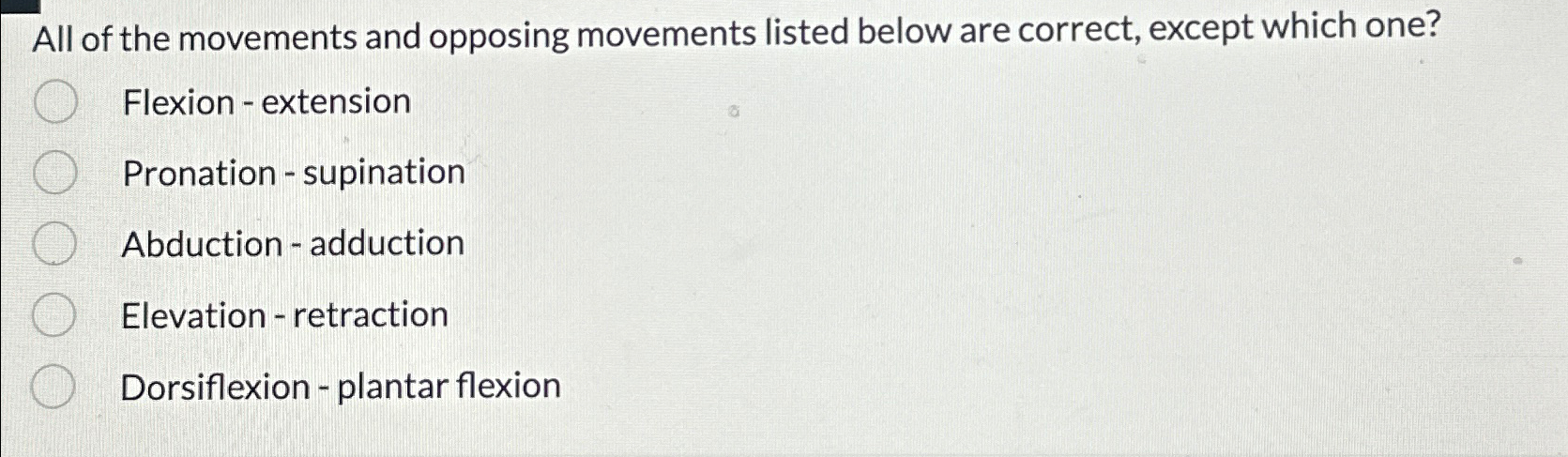 Solved All of the movements and opposing movements listed | Chegg.com