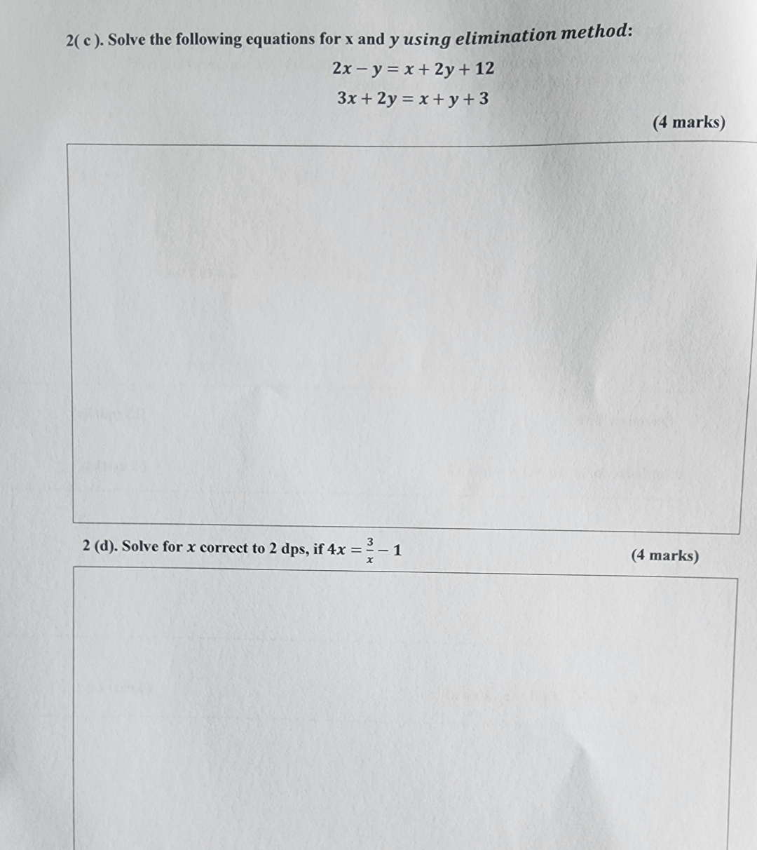 Solved 2(c). ﻿Solve the following equations for x ﻿and y | Chegg.com