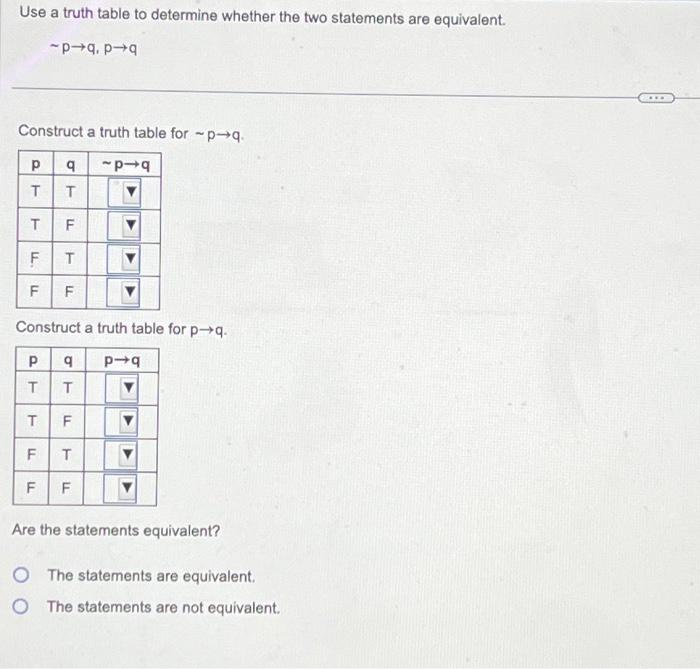 Solved Use a truth table to determine whether the two | Chegg.com
