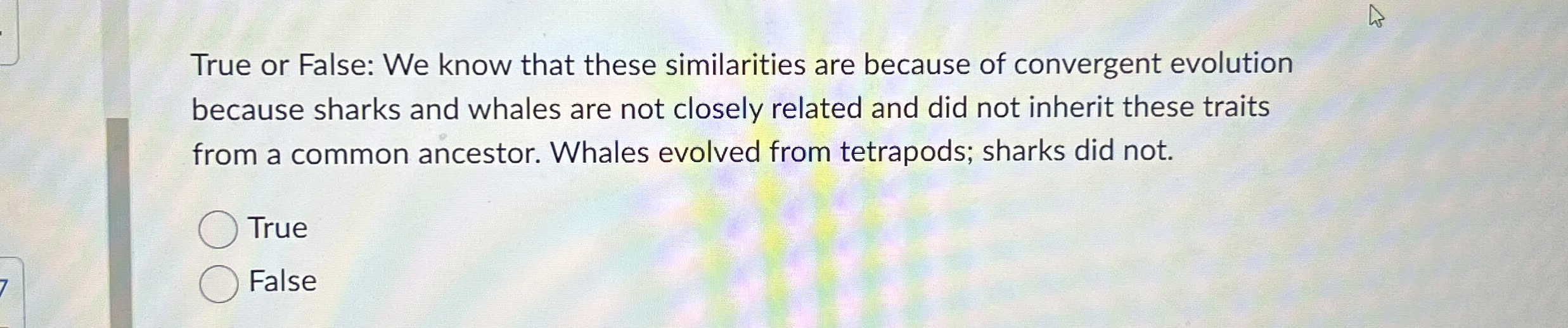 Solved True or False: We know that these similarities are | Chegg.com